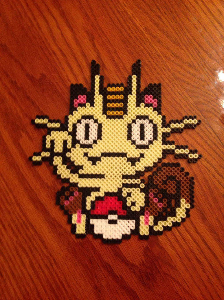 Maneki Neko Meowth Perler Bead Art By Mykatfluffy On Deviantart