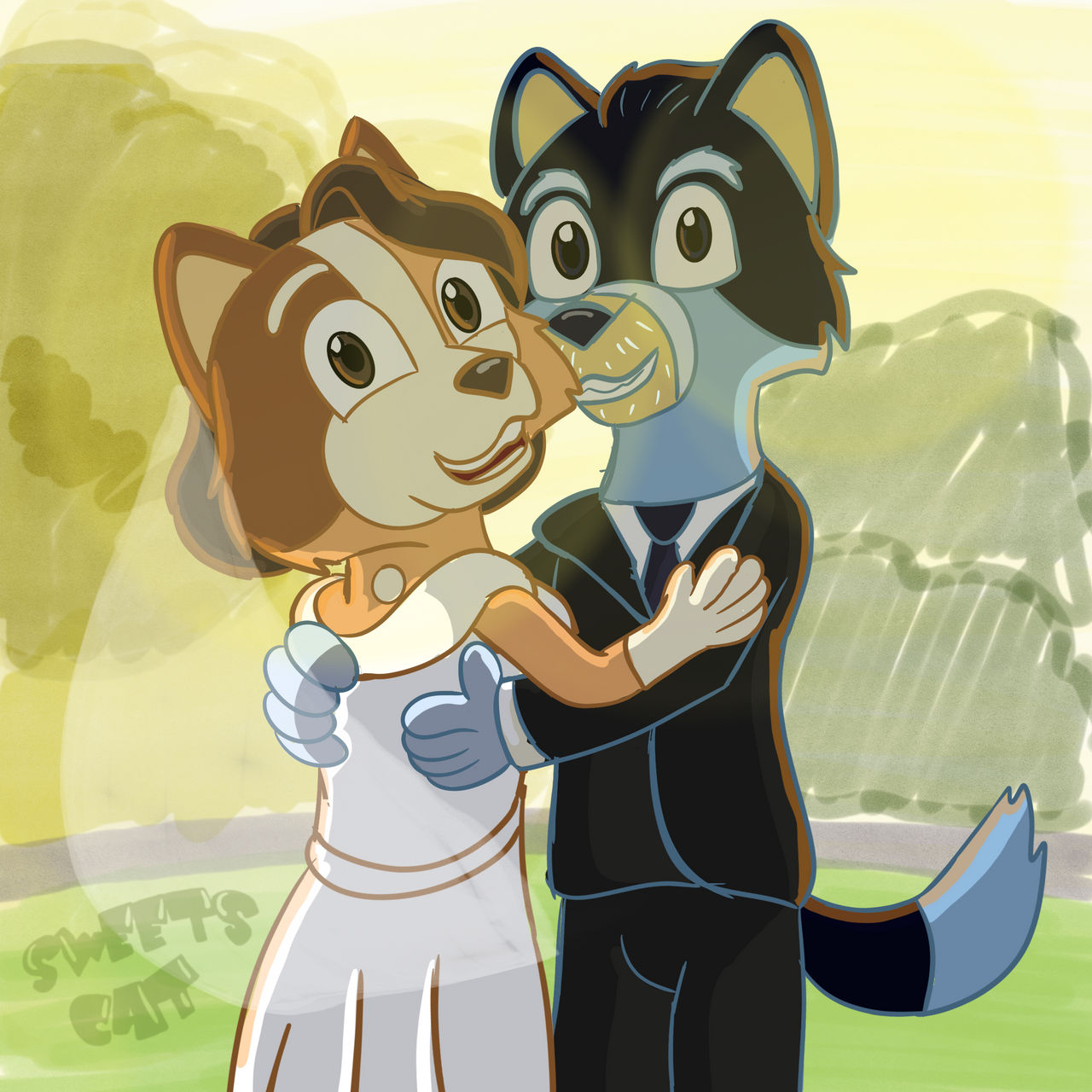 Redraw Bandit And Chili Heeler Wedding By Sweets Cat88 On Deviantart
