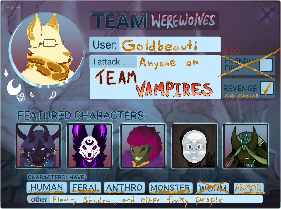 |ArtFight 2023| Team Werewolves! by Goldbeauti on DeviantArt |ArtFight 2023| Team Werewolves! by Goldbeauti on DeviantArt