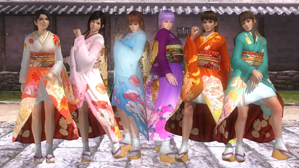 The Girls Of Dead Or Alive In Their Kimonos By Kylekatarn1980 On Deviantart