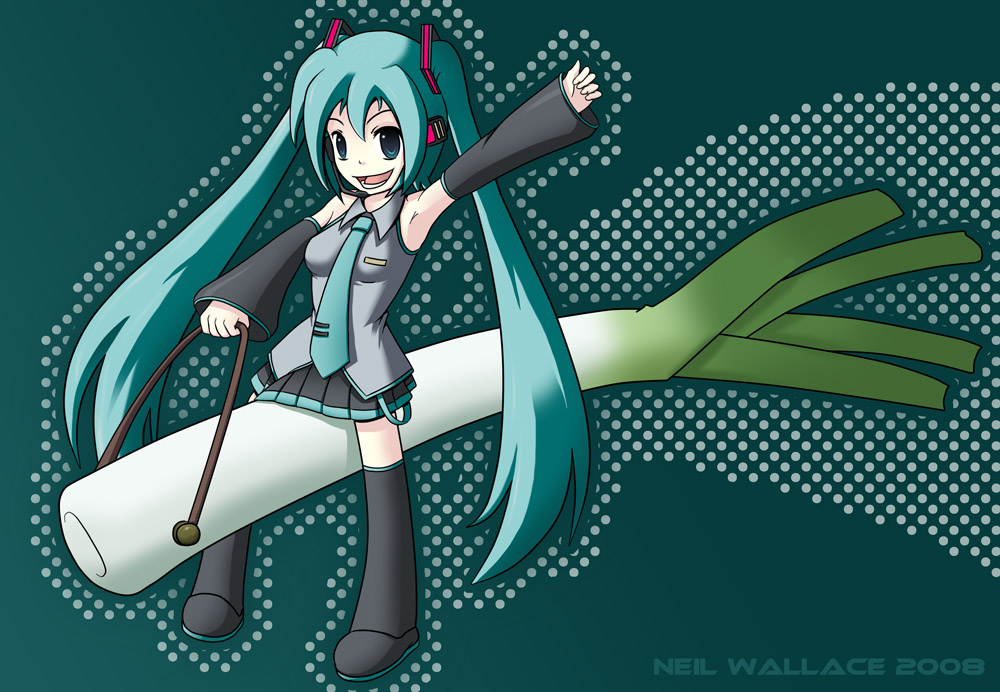 Hatsune Miku Rides A Leek By Kyokohunter On Deviantart