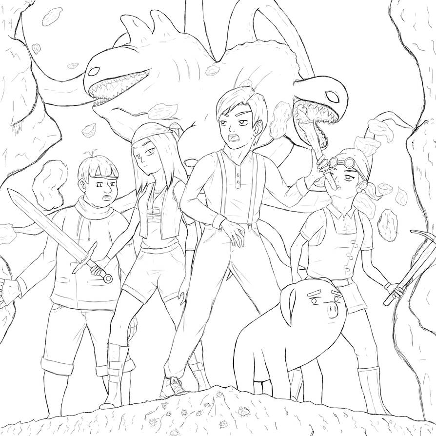 Minecraft Story Mode Anime Version No Color By Darkblack987 On Deviantart