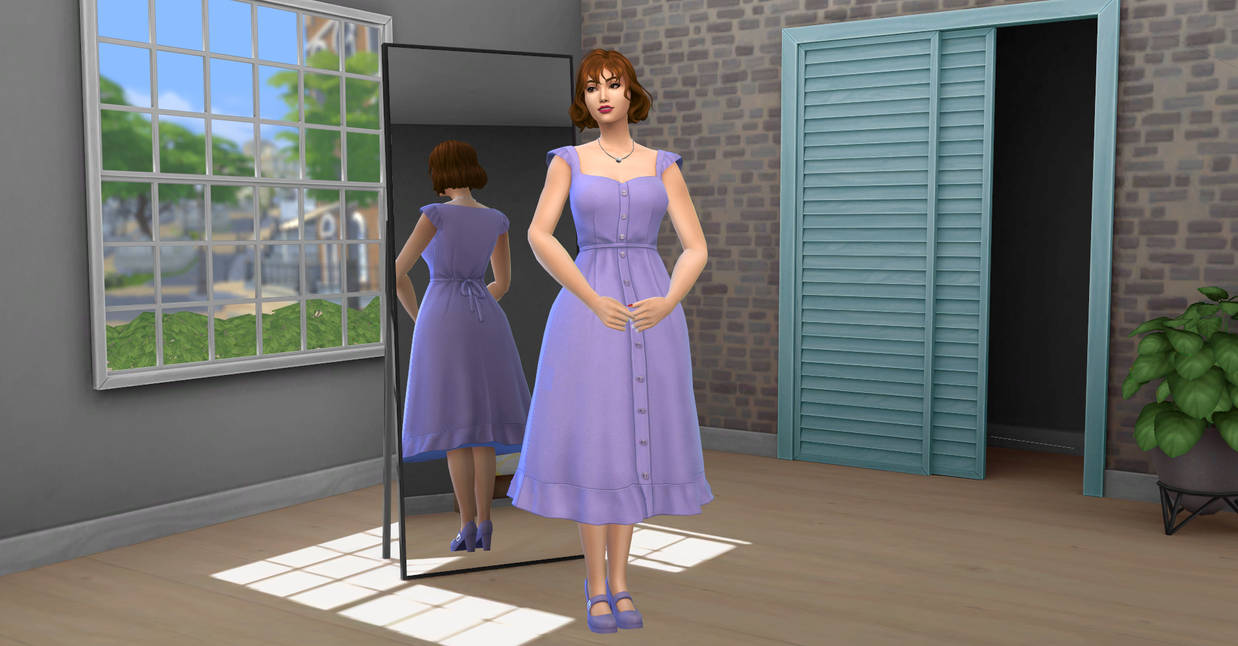 My Sim Tonna In Her Purple Button Dress 2 By Longdressobsessed On