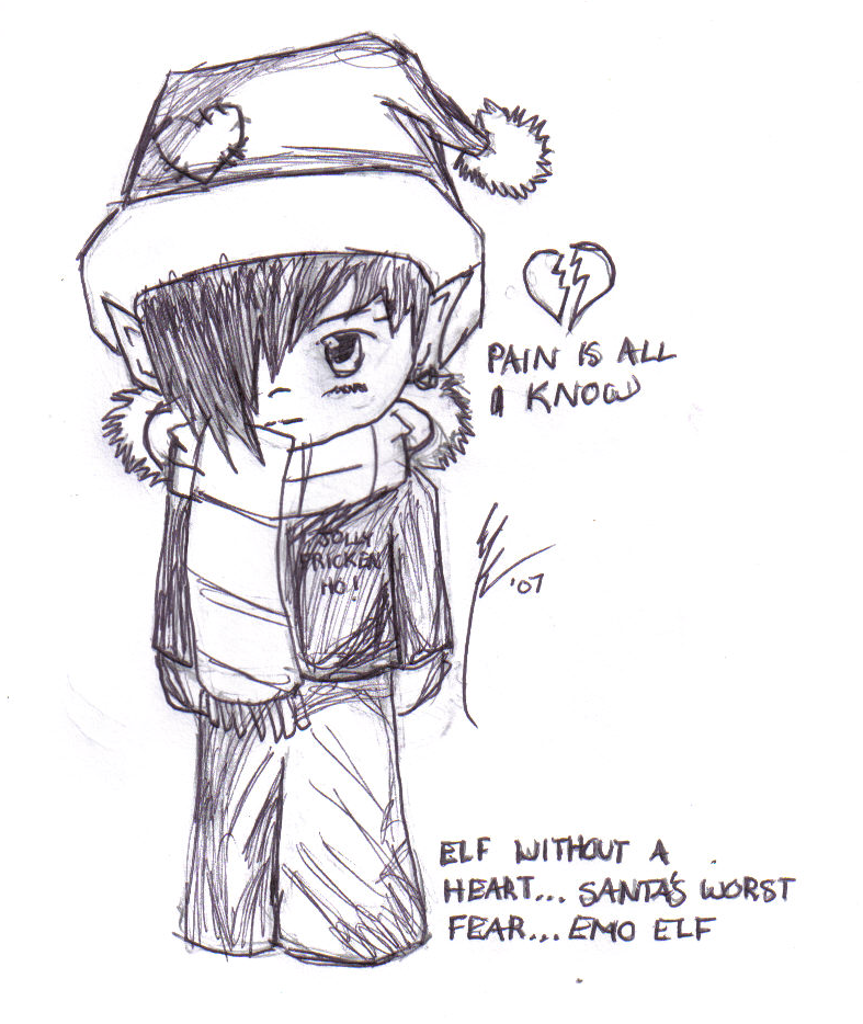 Emo Elf- Pen art by PhosphorusDeathCamp on DeviantArt