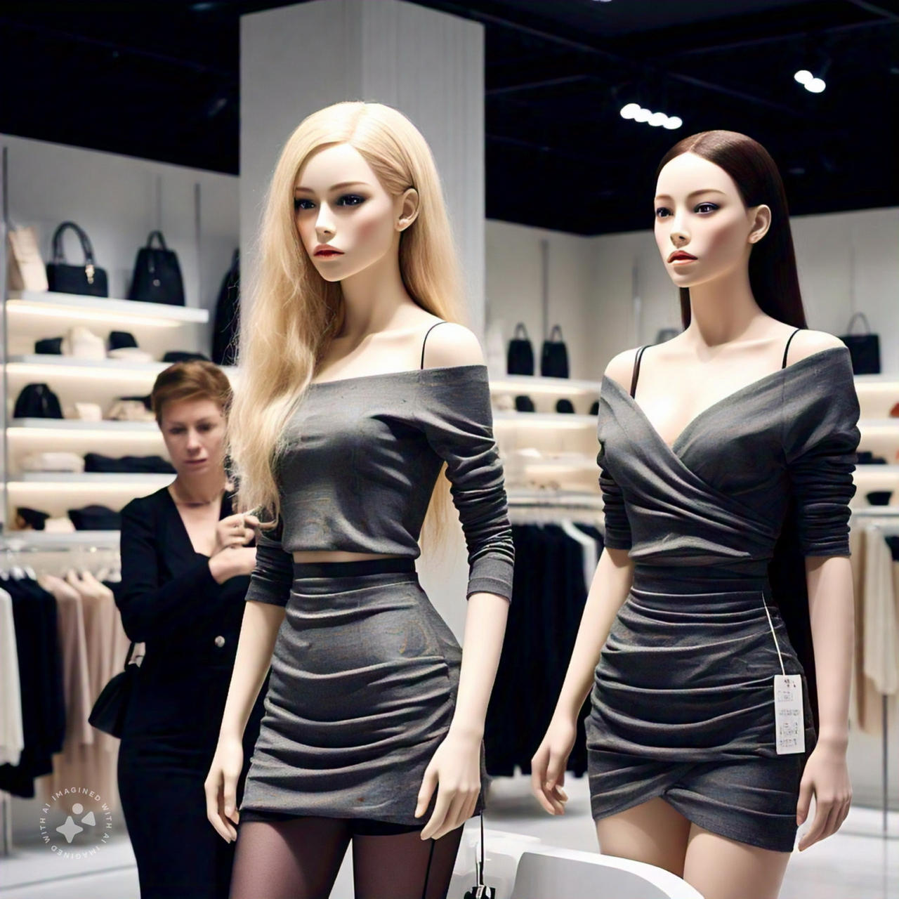 Two Hyper realistic Female Mannequins Are Standing By James 1966 On two-hyper-realistic-female-mannequins-are-standing-by-james-1966-on