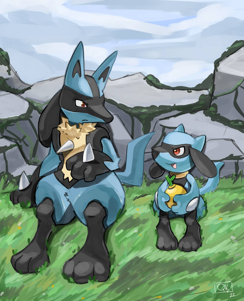 Lucario And Riolu V2 By Qkranks On Deviantart