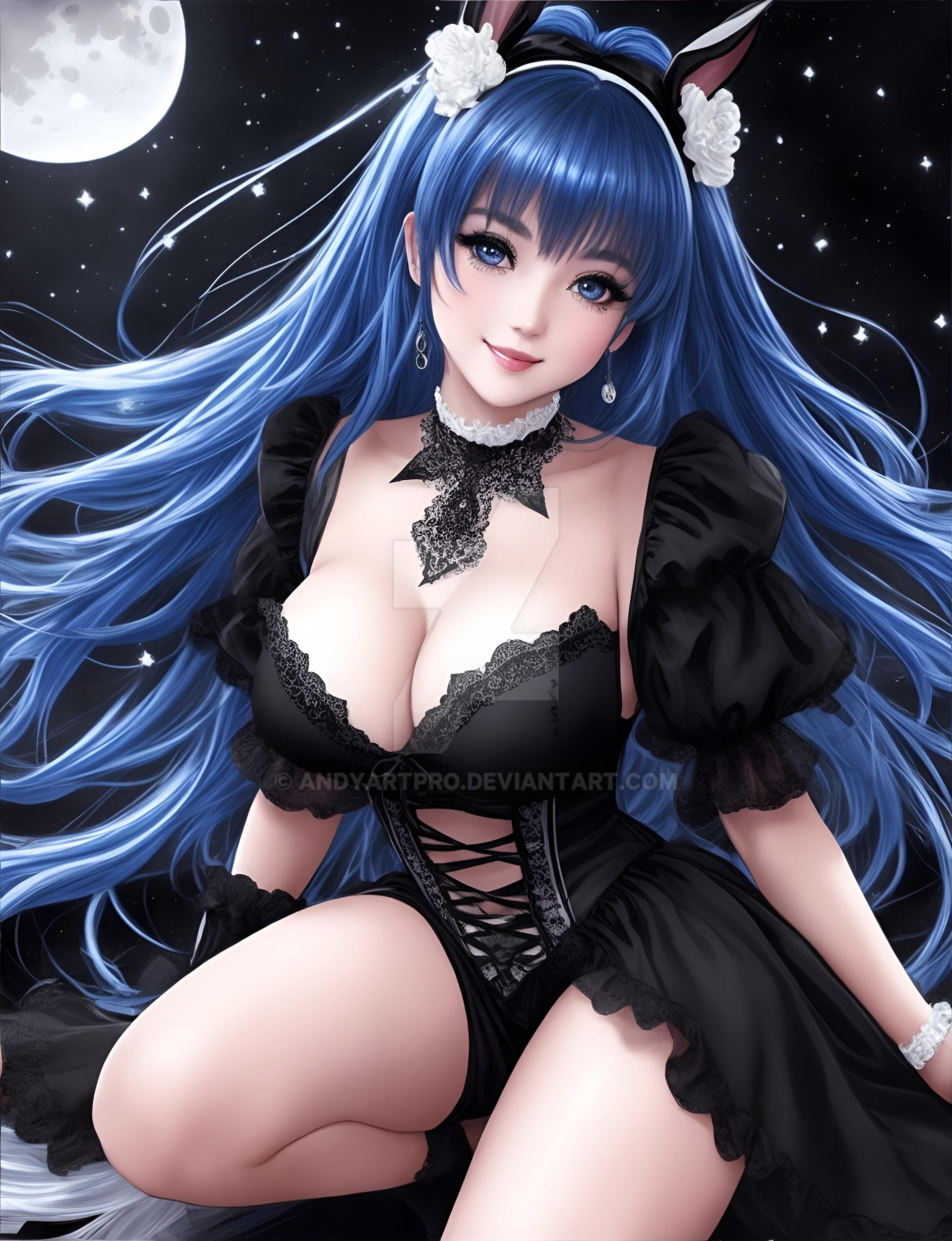 Beautiful And Sexy Girl With Blue Eye And Long Blu By Andyartpro On Deviantart