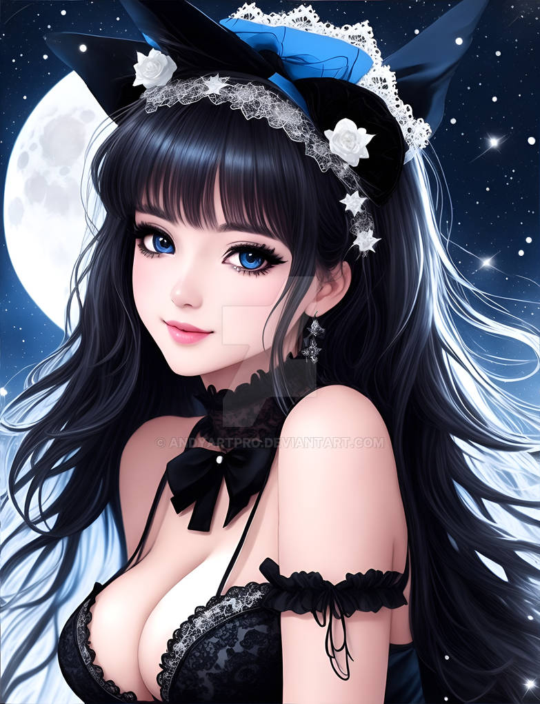 Stuning And Sexy Girl With Blue Eyes And Long Hair By Andyartpro On