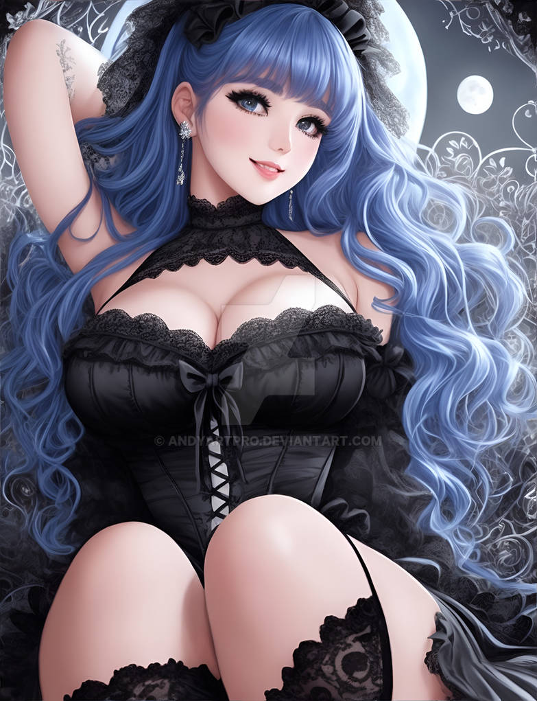 Stuning And Sexy Girl With Blue Eyes And Long Hair By Andyartpro On