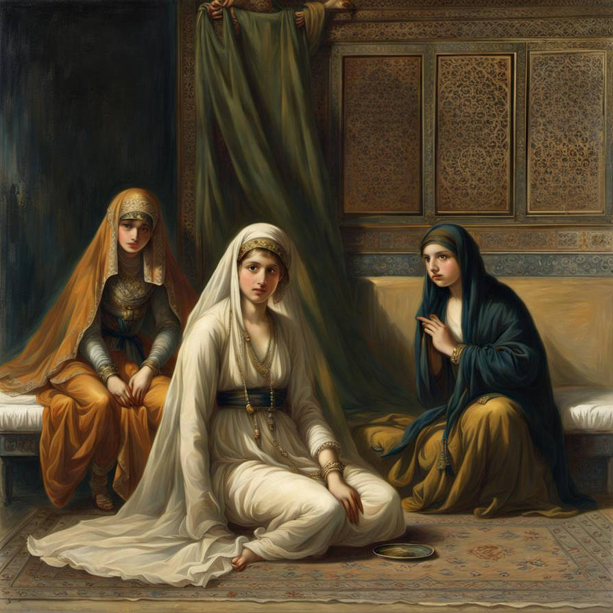 Harem Veiled Girl In Front Of A Harem Eunuch By Maturemistress On Deviantart