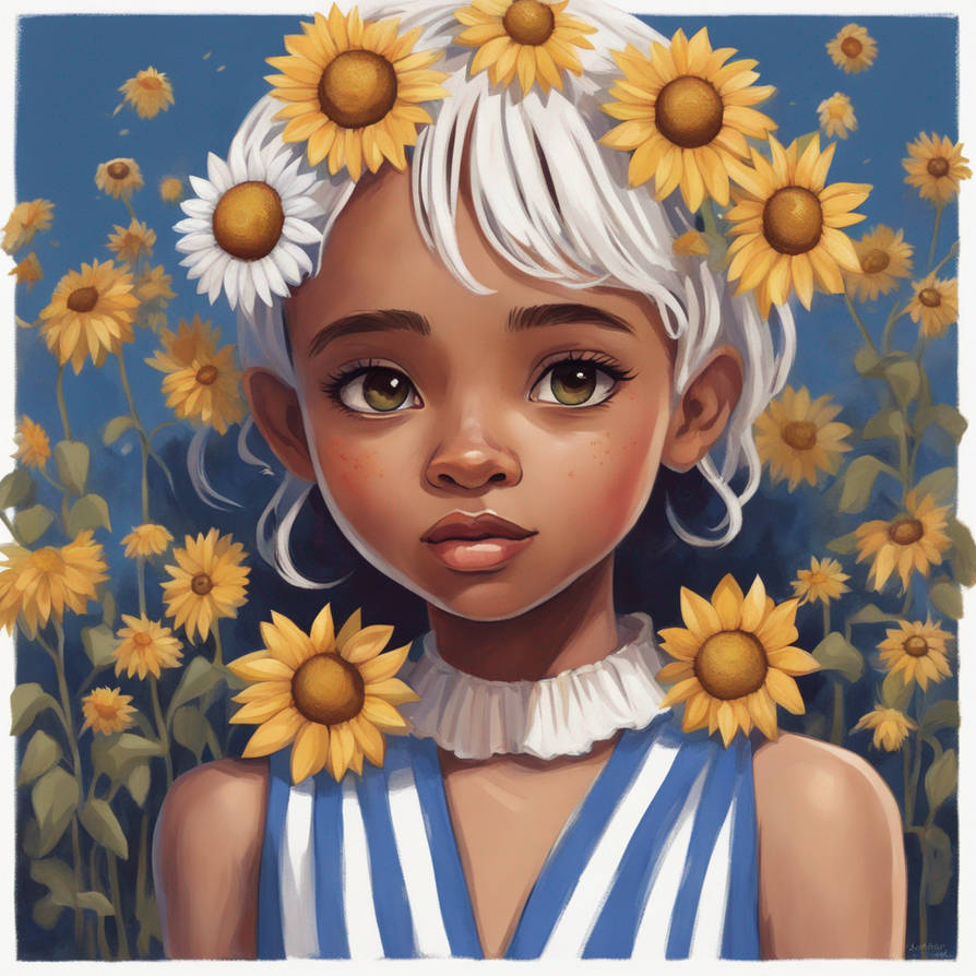Mixed Skin Colored Girl Short Hair Blue And White By Cookielover2007 On Deviantart