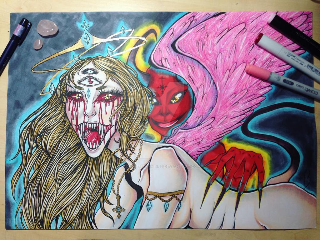 Corrupted Angel Traditional Illustration A3 By Konnithevampire On Deviantart