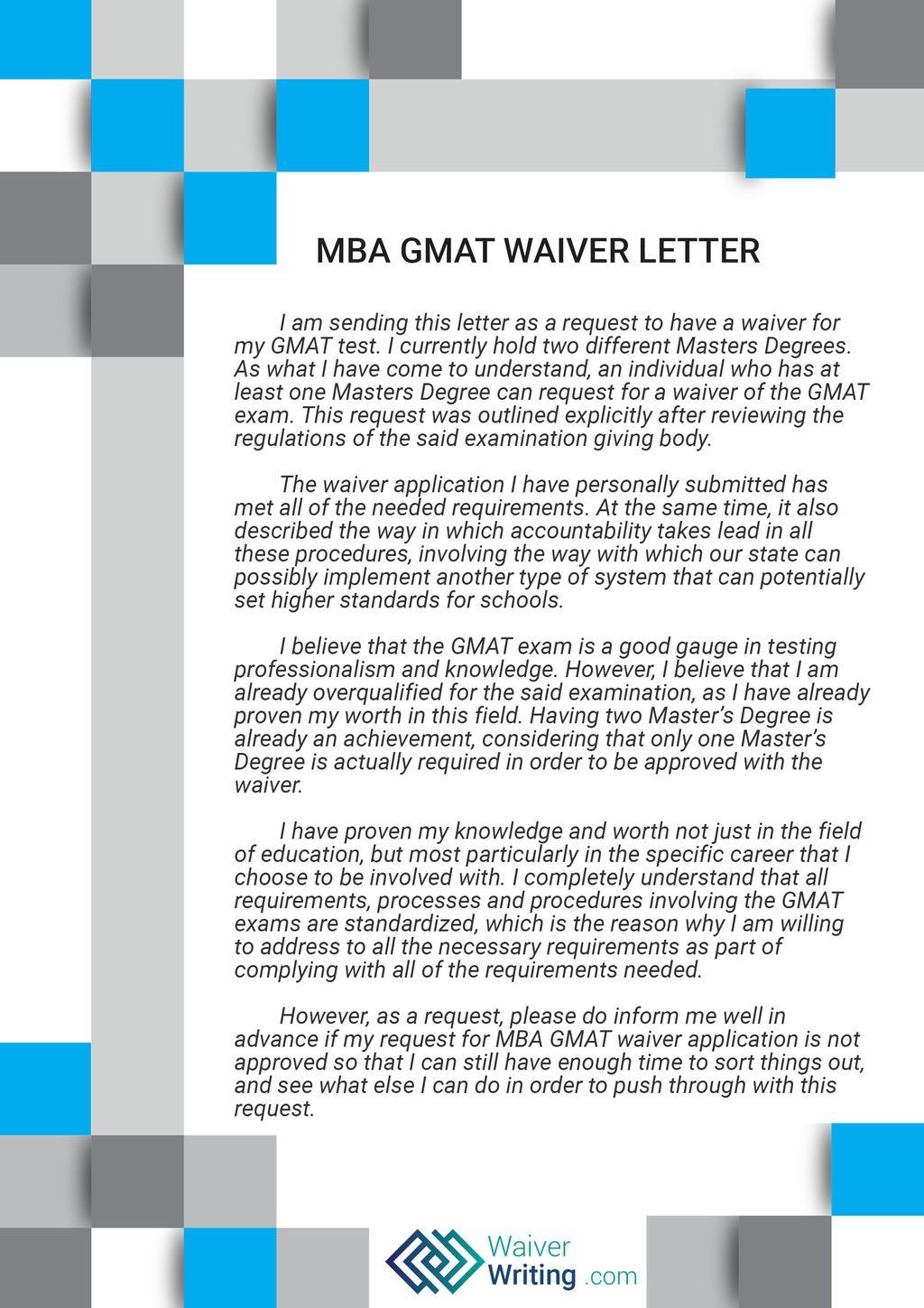 Mba Gmat Waiver Letter Sample By Waiverwriting On Deviantart