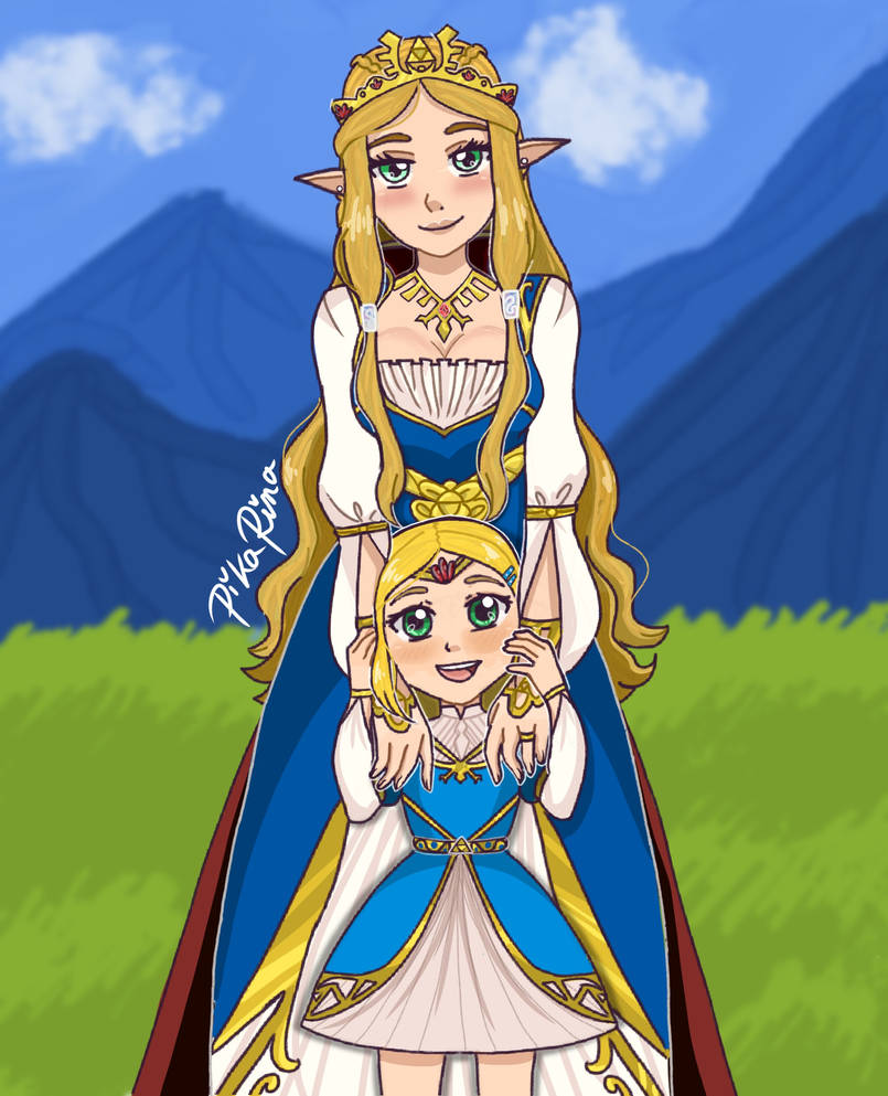 Princess Zelda Of Hyrule And Her Mother By Pikarinaa On Deviantart