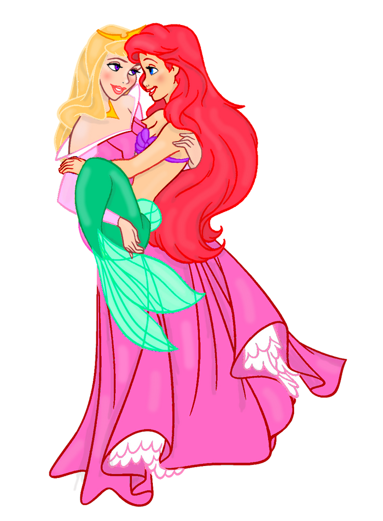 Ariel X Aurora 2 Pink By Mermaidmelodyedits On Deviantart
