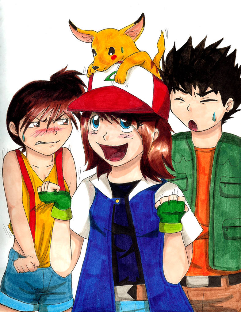 PKMN- Ash, Michi and...Chad... by SpiritLeTitan on DeviantArt