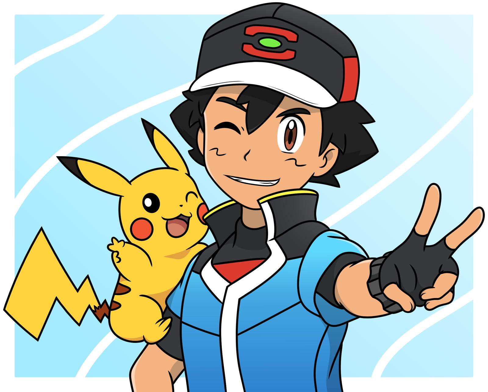 Champion Ash And Pikachu By Cosmicring On Deviantart
