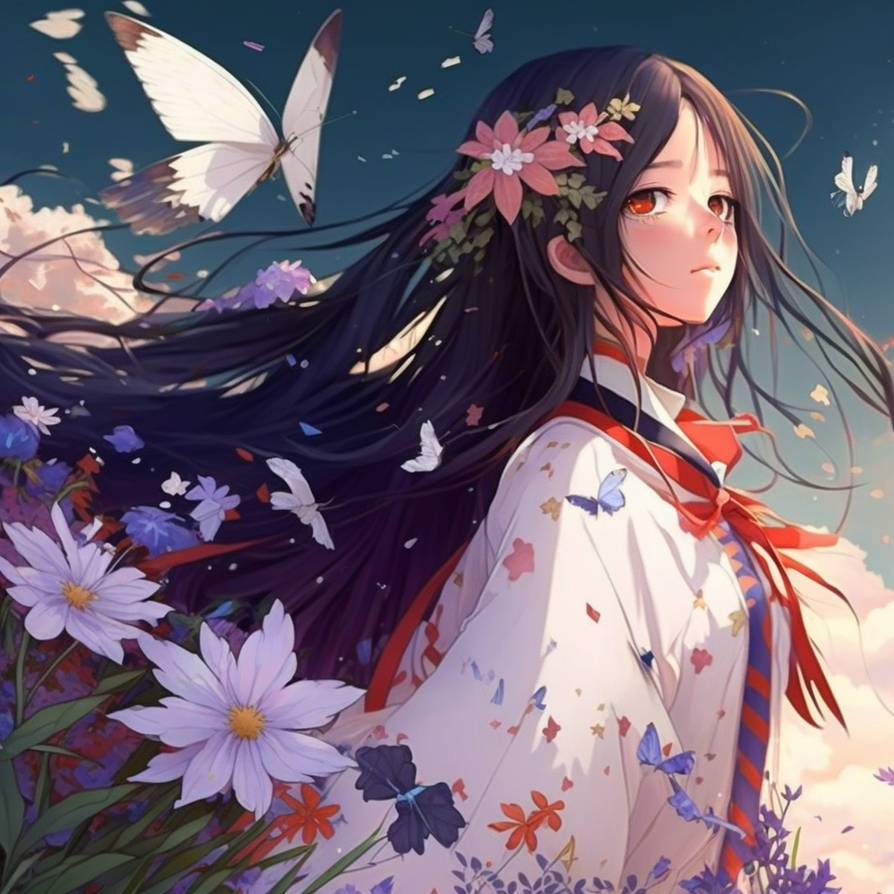 Anime Girl Surrounded By Flowers By Amenale On Deviantart