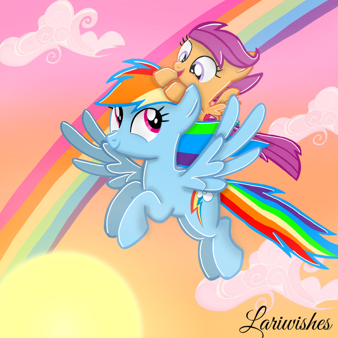 Mlp Flying Through The Skies With Rainbow By Mlplary6 On Deviantart