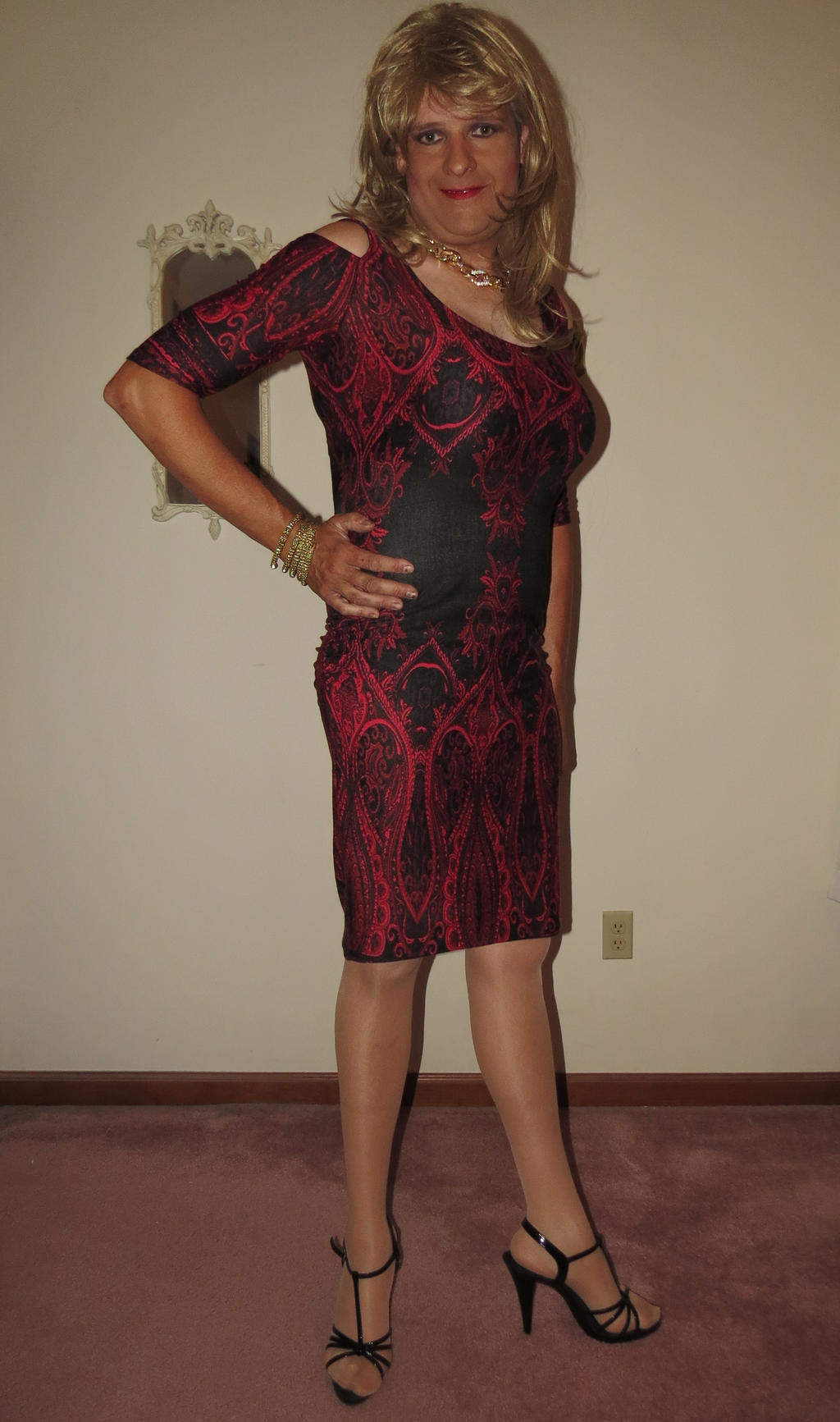Crossdresser Red N Black Dress Steel Chasity Belt By Lisahess On Deviantart