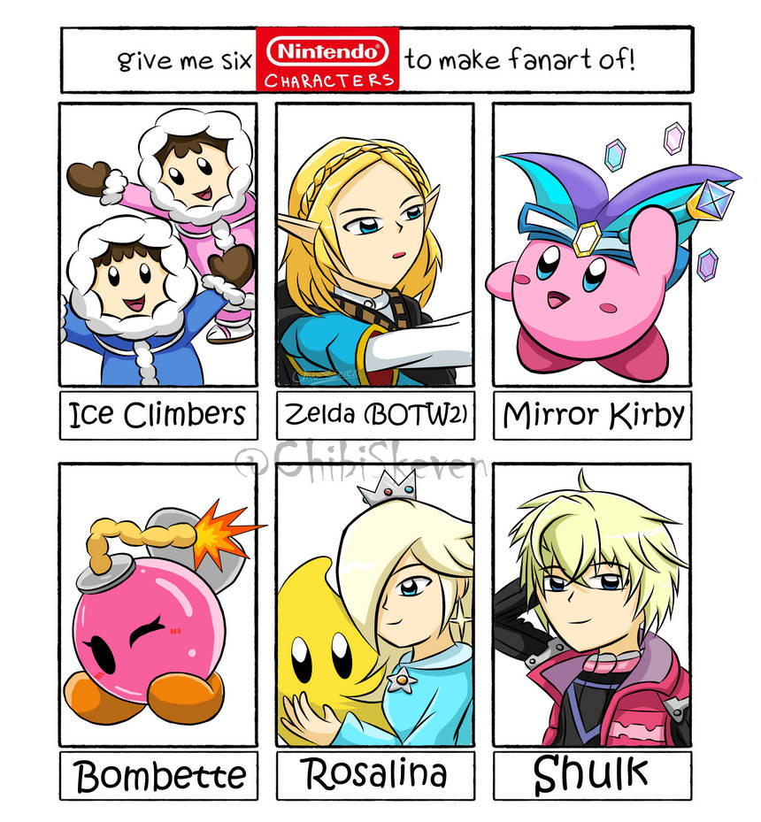 Six Nintendo Characters Fanart Challenge By Chibiskeven On Deviantart
