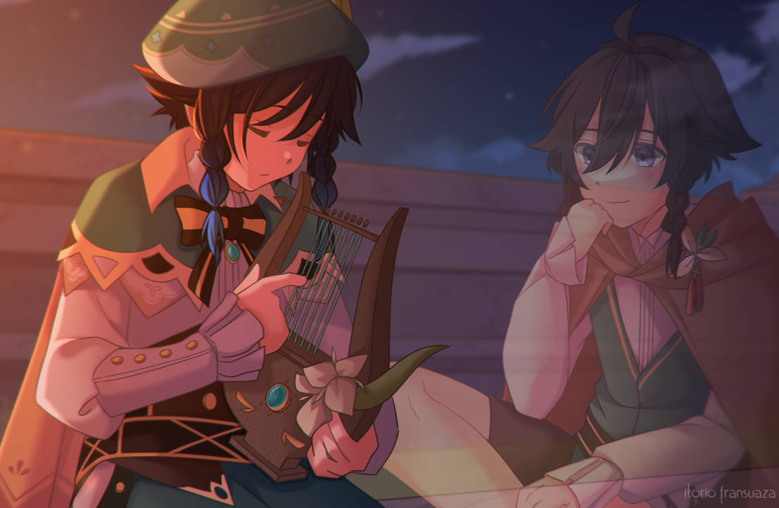 Fanart Genshin Impact Nameless Bard And Venti By Itoriofransuaza On Deviantart