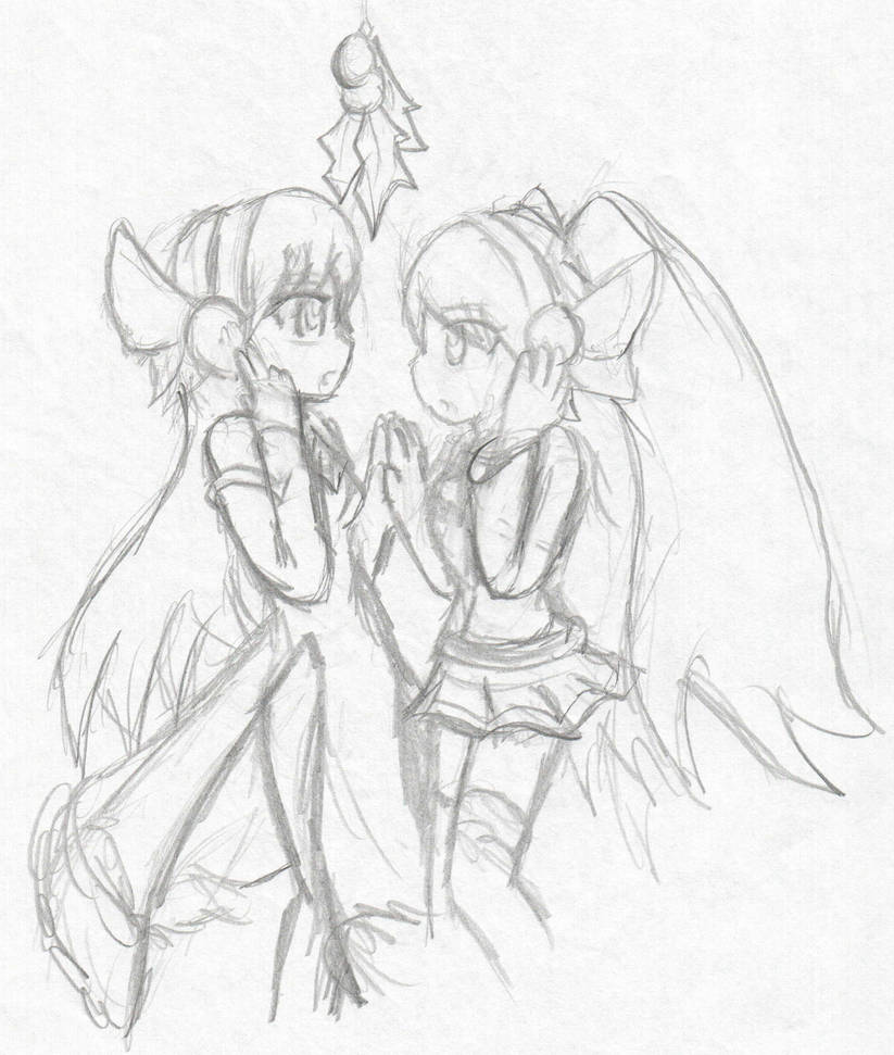 Miku X Luka Mistletoe Magnet Sketch By Xero J On Deviantart