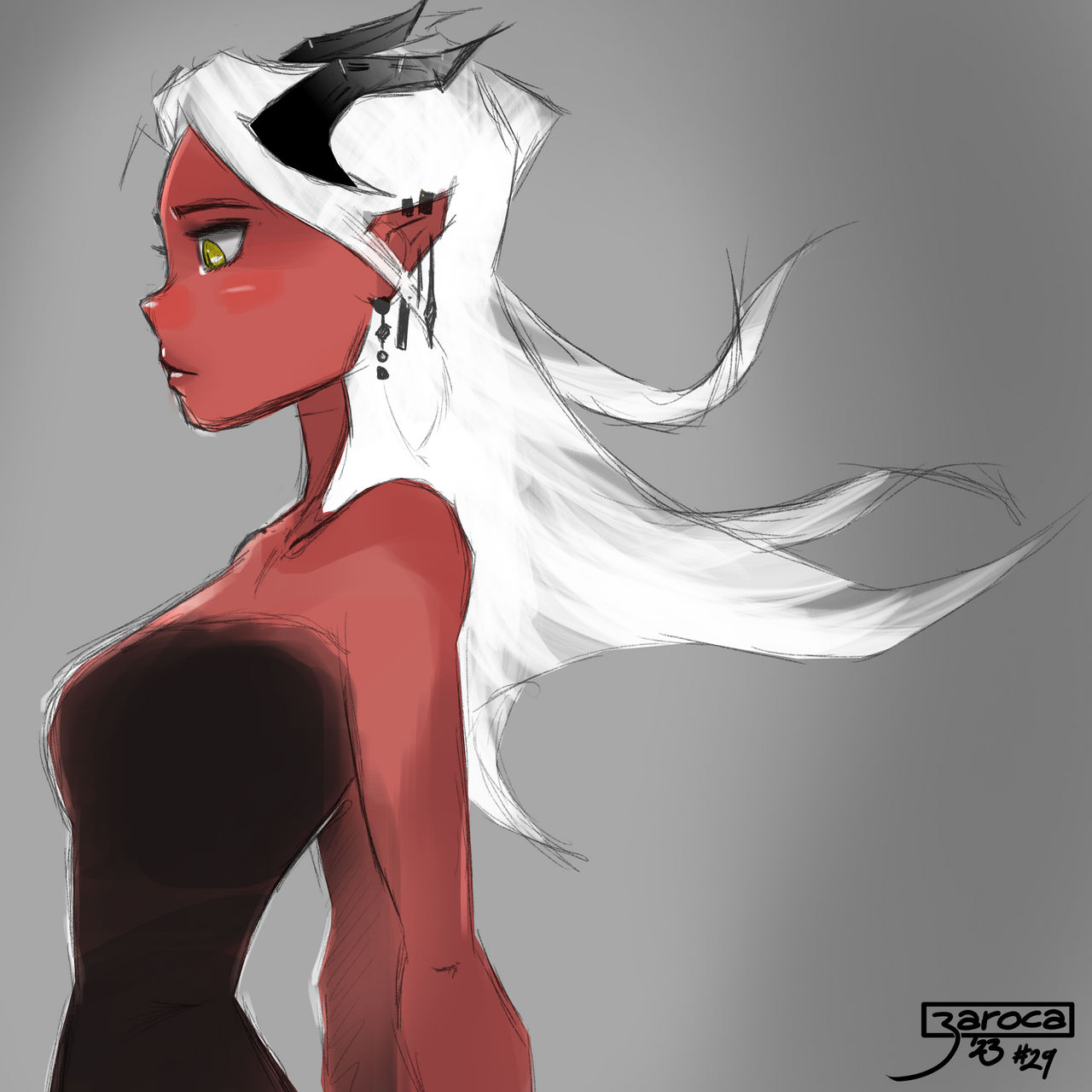 Demon Girl With White Hair By Zarocadibuja On Deviantart