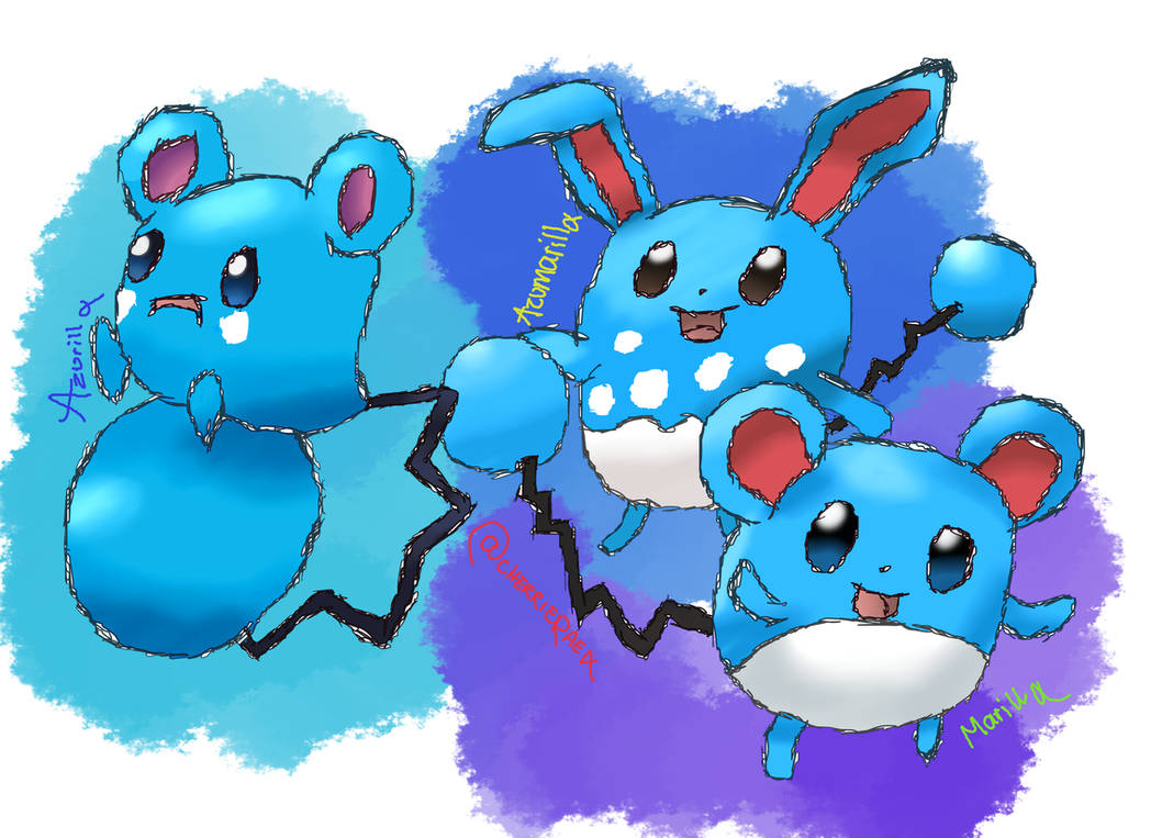 Azurill Marill Azumarill Evolution Line By Cherrierae On Deviantart