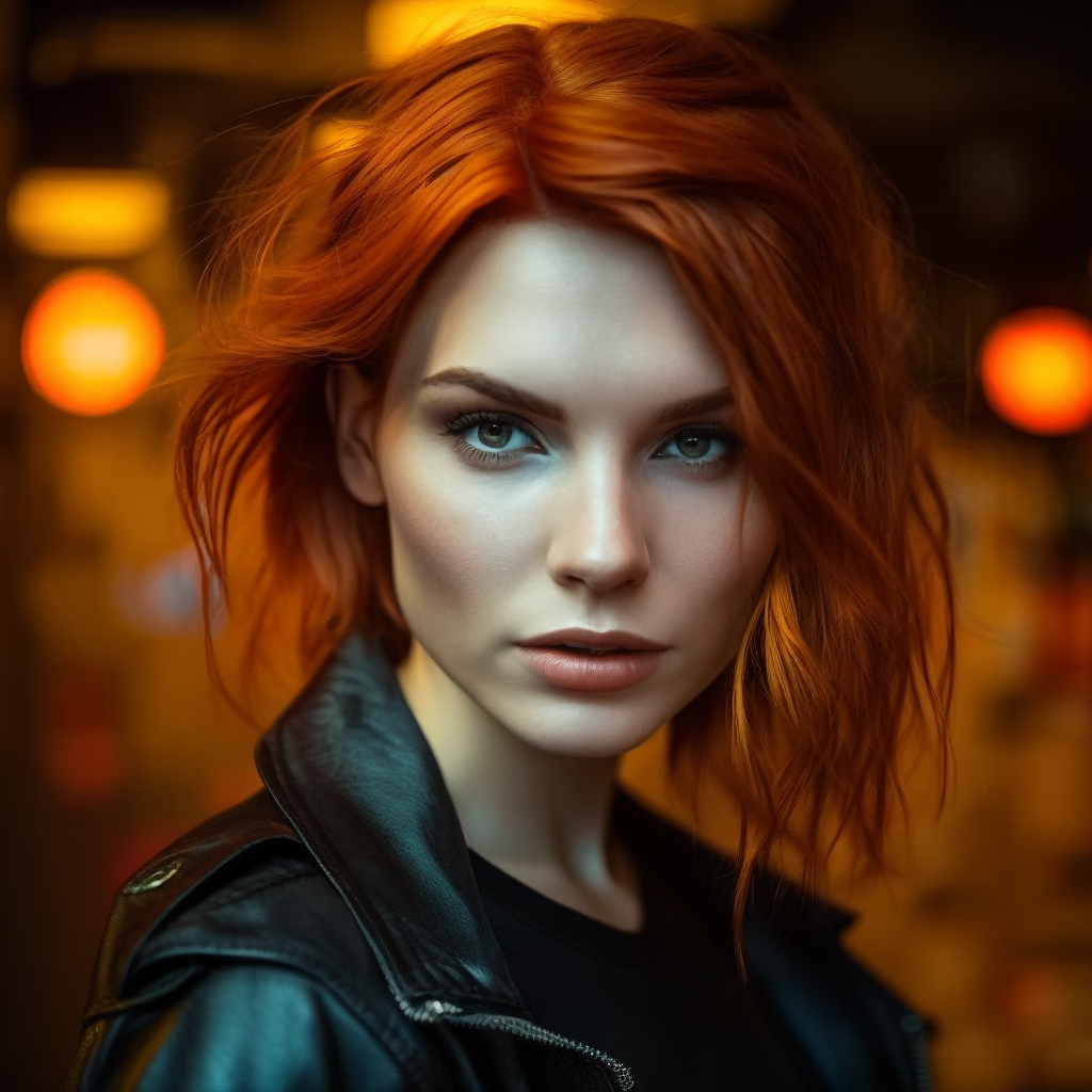 Red Headed Woman In A Leather Jacket By Mrjsaiart On Deviantart
