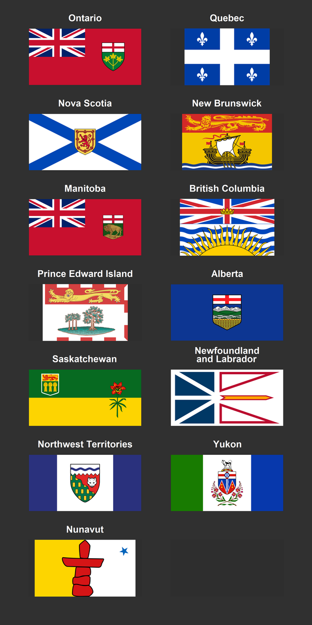 Compiled: Current flags of Canada provinces by MagnumDrako25 on DeviantArt Compiled: Current flags of Canada provinces by MagnumDrako25 on DeviantArt