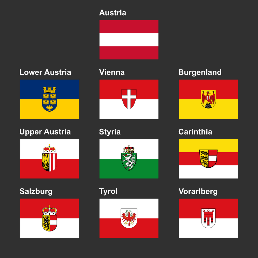 Compiled: Current flags of Austria states by MagnumDrako25 on DeviantArt Compiled: Current flags of Austria states by MagnumDrako25 on DeviantArt