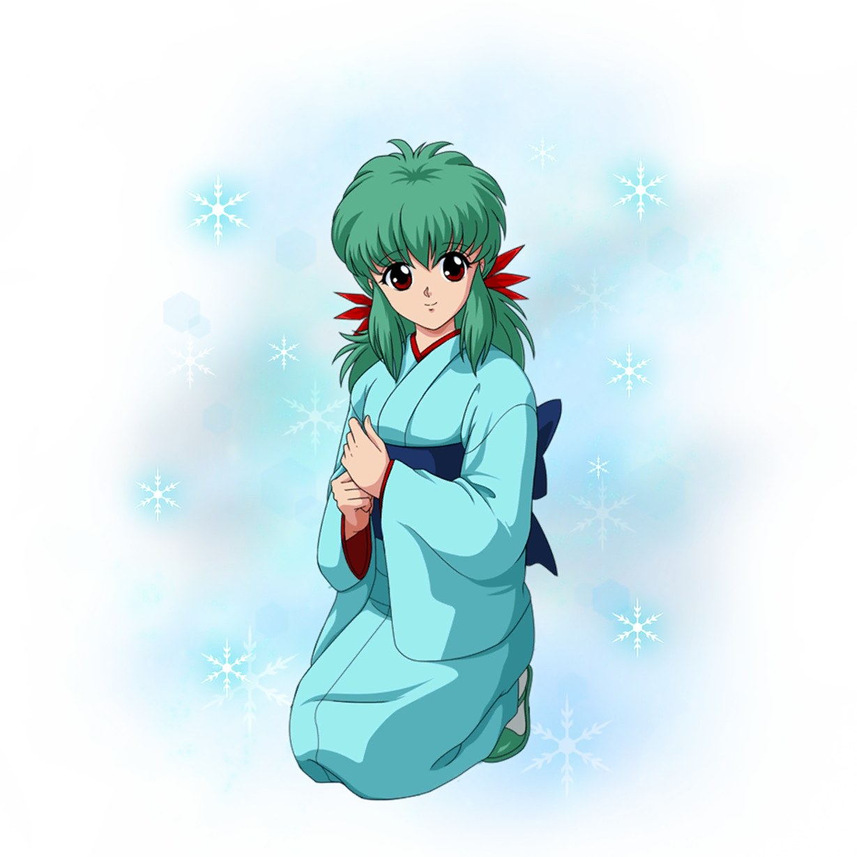 Yukina Yu Yu Hakusho Yuu Yuu Hakusho Highres Official Art 1girl Breasts Green Hair