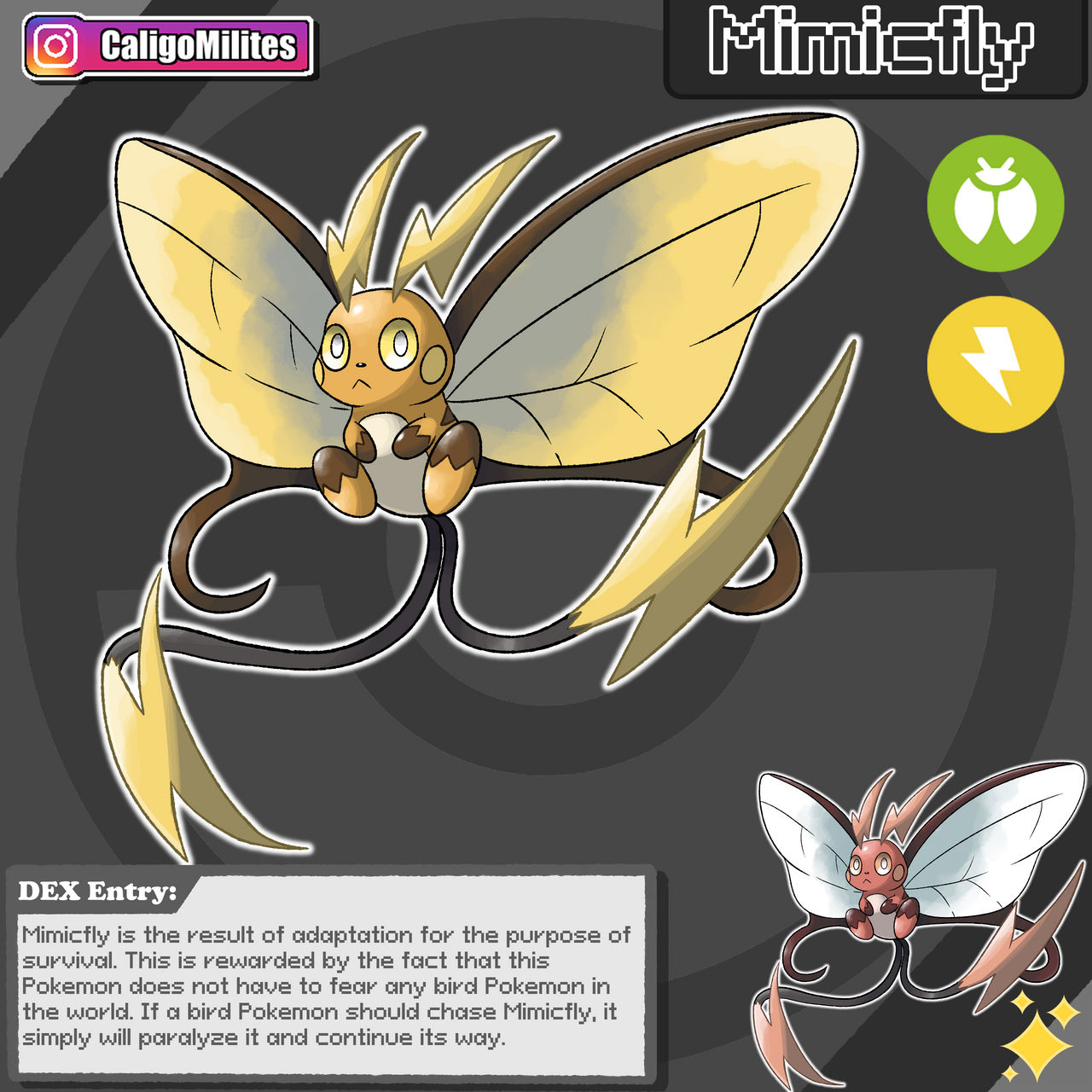Mimicfly The Mimic Bug Pokemon Fakemon By Caligomilites On Deviantart