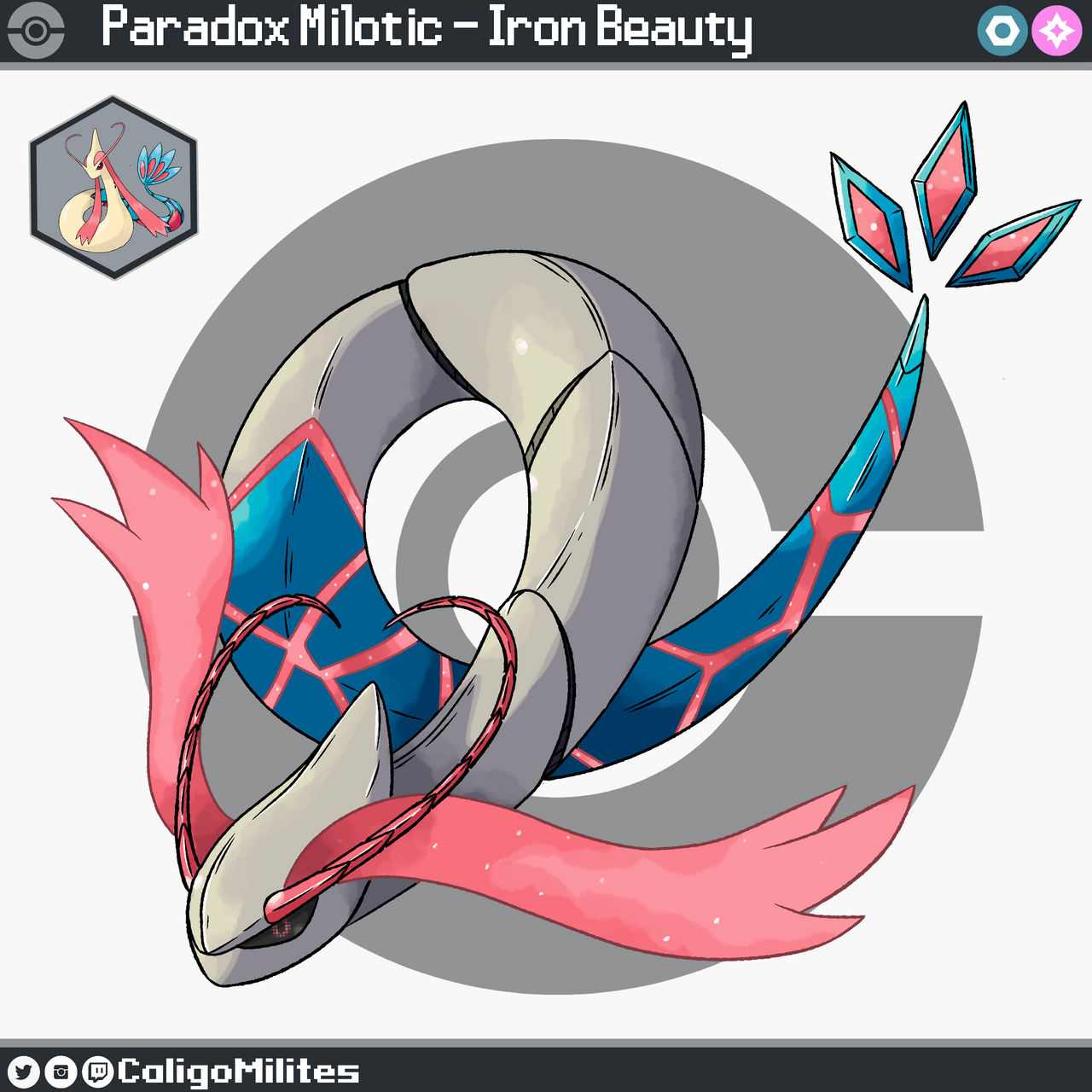 Paradox Milotic Iron Beauty Pokemon Fakemon By Caligomilites On