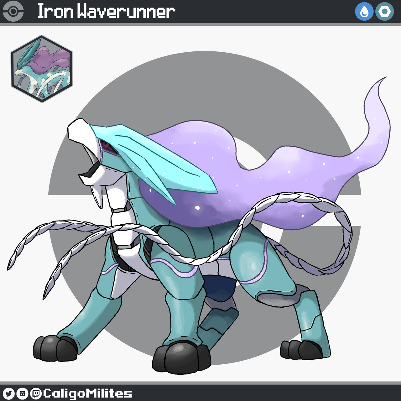 Paradox Suicune Iron Waverunner Pokemon Fakemon By Caligomilites On Deviantart
