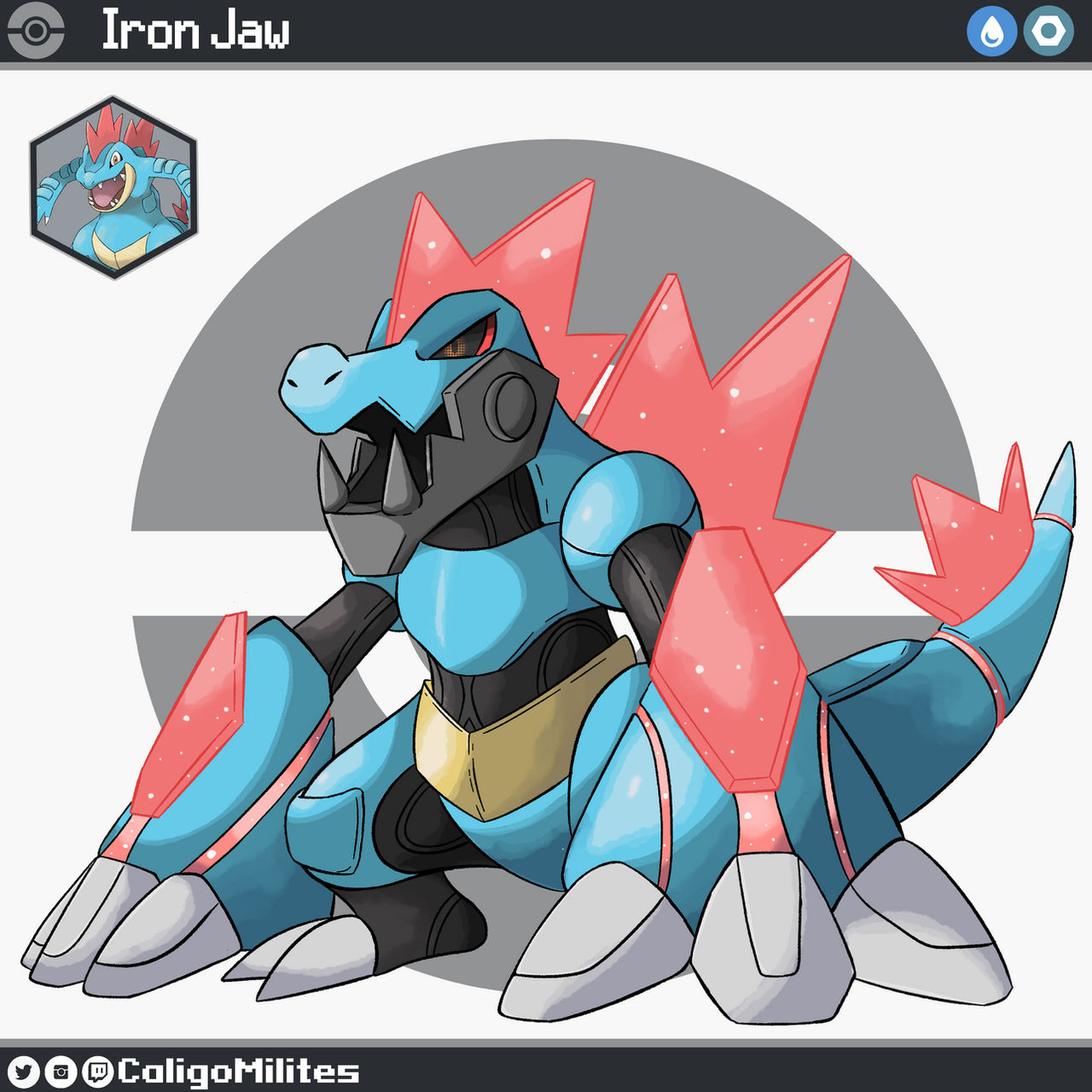 Paradox Feraligatr Iron Jaw Pokemon Fakemon By Caligomilites On Deviantart