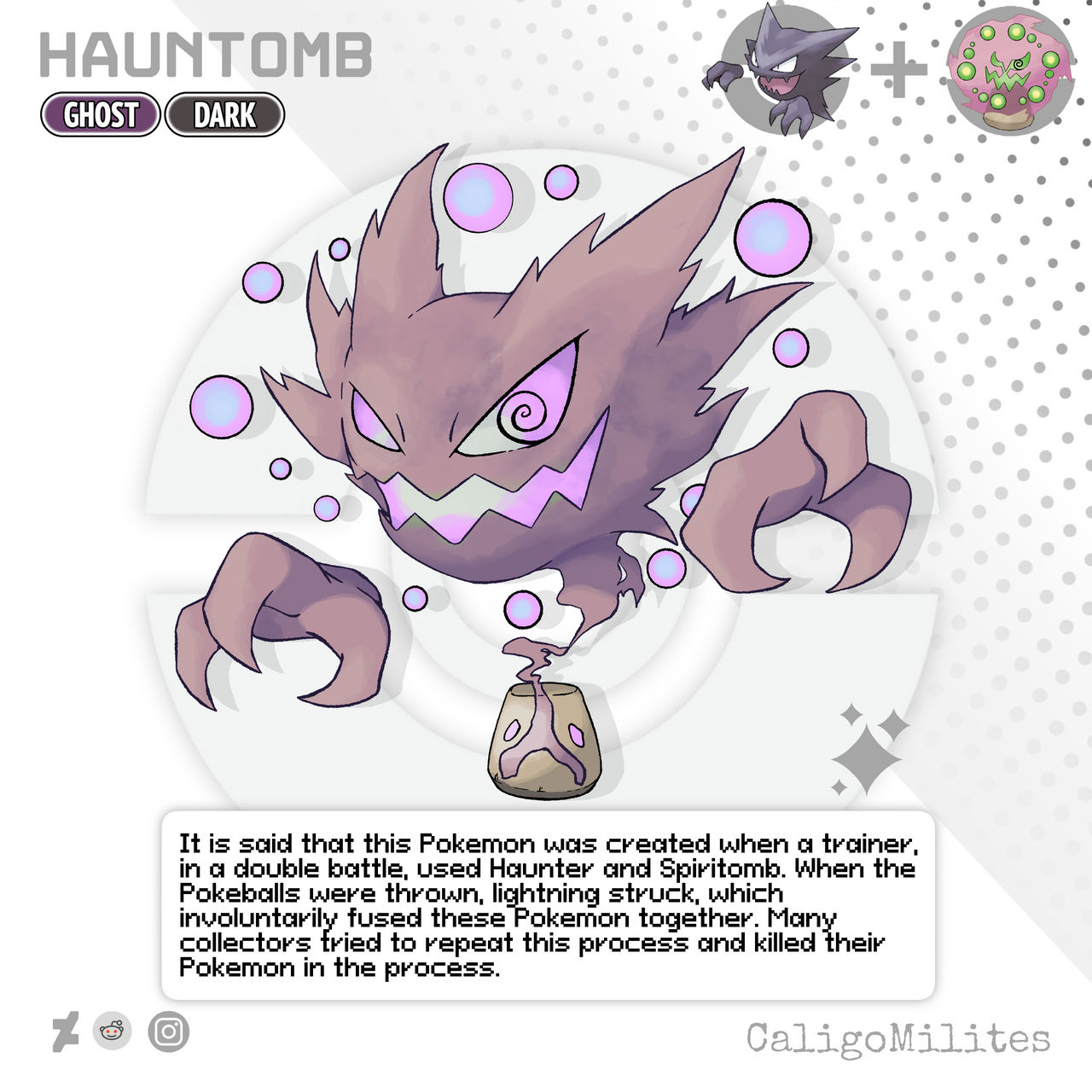 Haunter And Spiritomb Pokemon Fakemon Fusion By Caligomilites On Deviantart