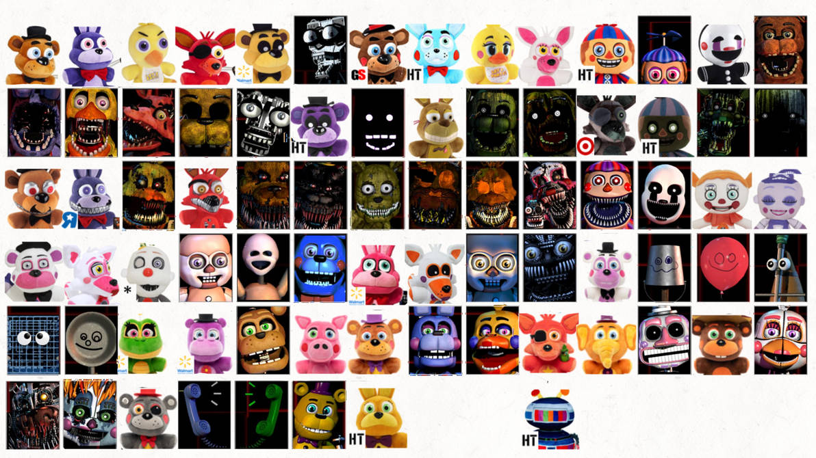 Alll fnaf characters with plushies by lighbuld20111 on DeviantArt Alll fnaf characters with plushies by lighbuld20111 on DeviantArt
