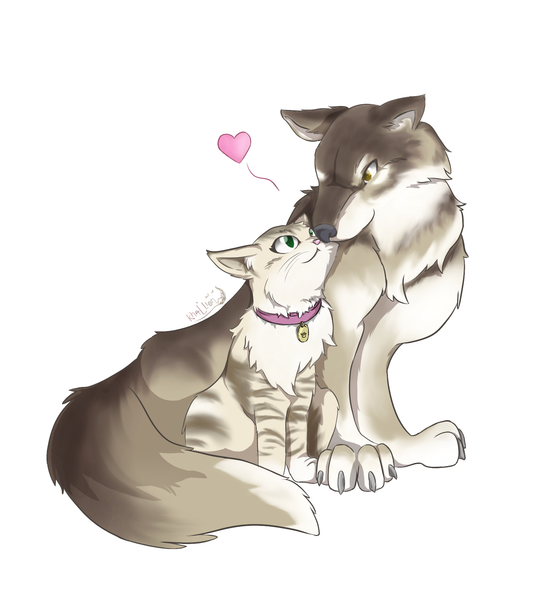 Kitty And Wolf By Khal Lion On Deviantart