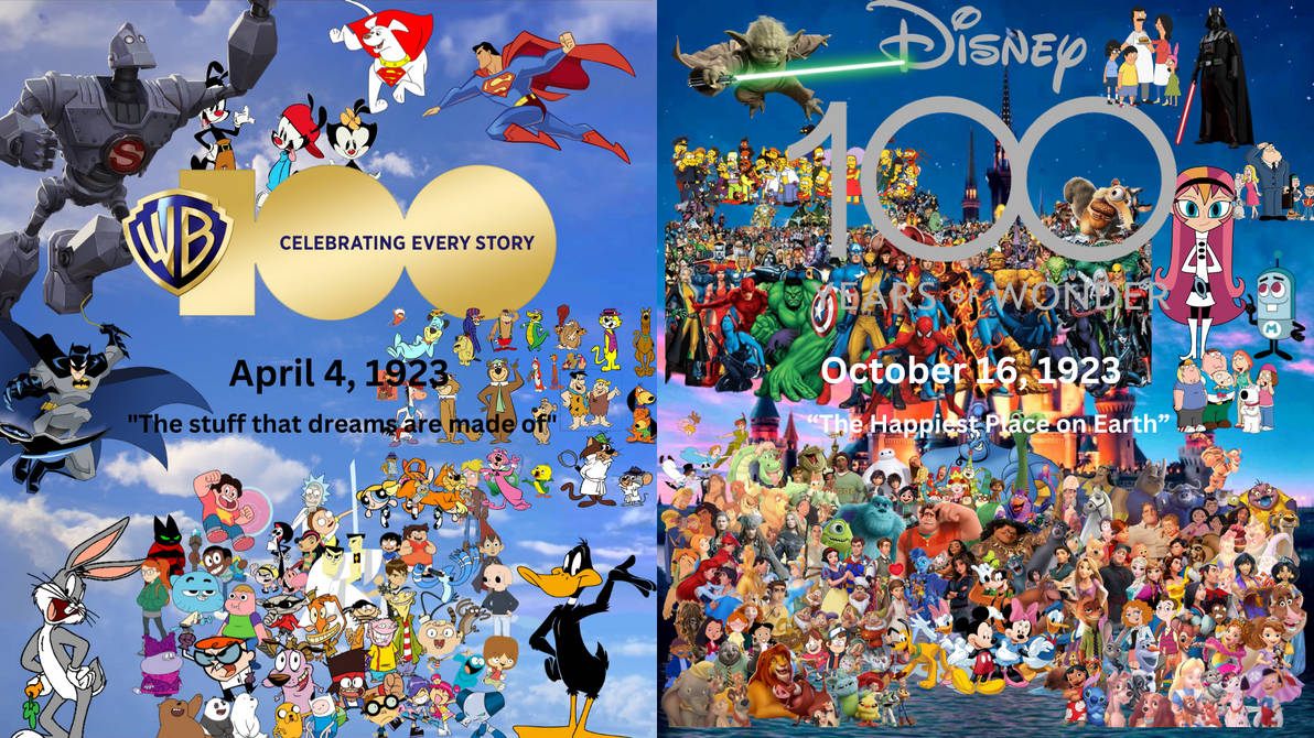 Warner Bros And Disney 100 Anniversary By 1112cooldude On Deviantart