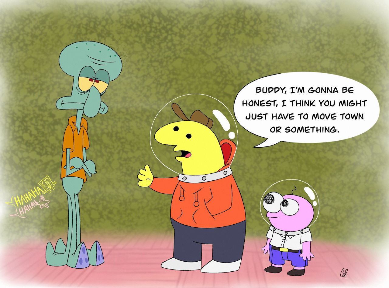Making Squidward Smile Crossover Fan Art By Cosmobo03 On Deviantart