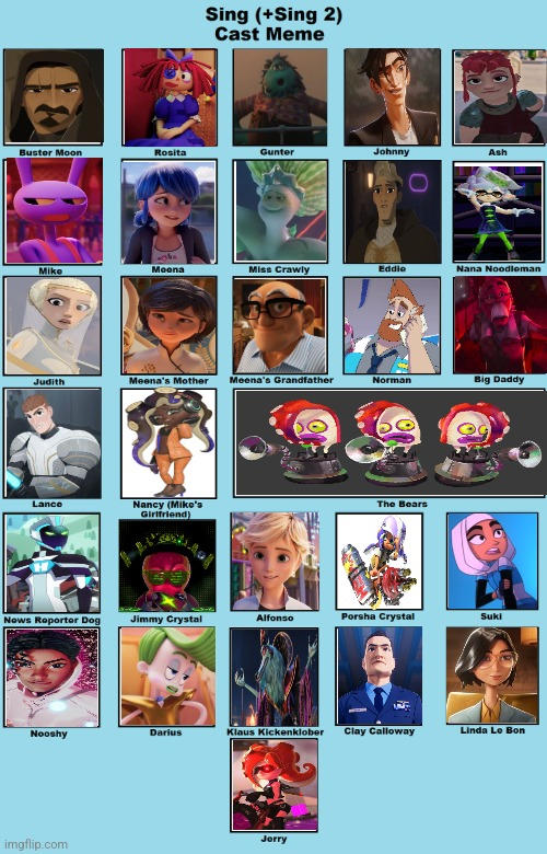 Sing (SGRBfan style) cast meme by SGRBfan on DeviantArt Sing (SGRBfan style) cast meme by SGRBfan on DeviantArt