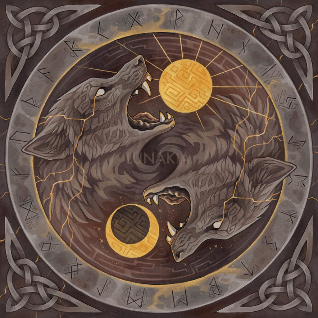 Hati And Skoll By Lunakiaart On Deviantart