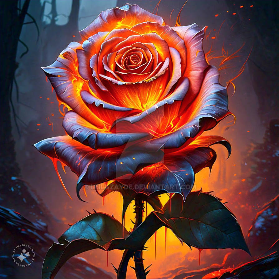 Flaming Rose By Leilazayde On Deviantart