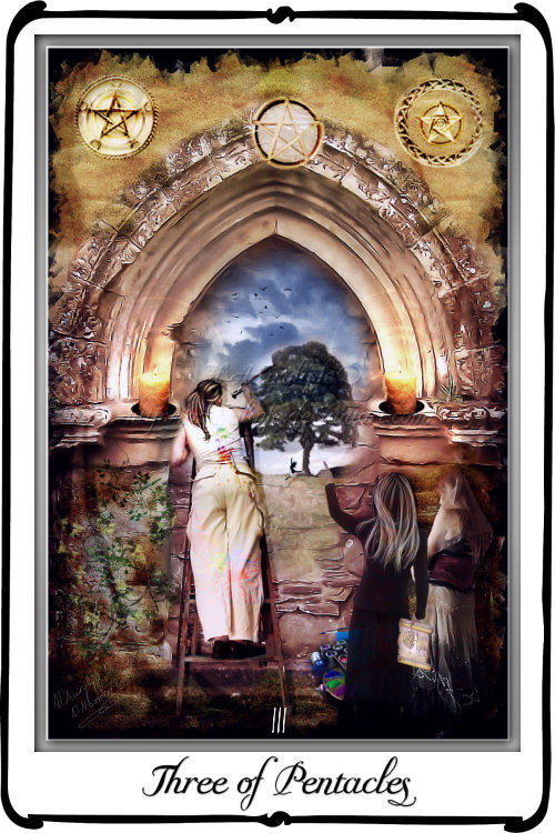 Tarot- Three of Pentacles by azurylipfe on DeviantArt