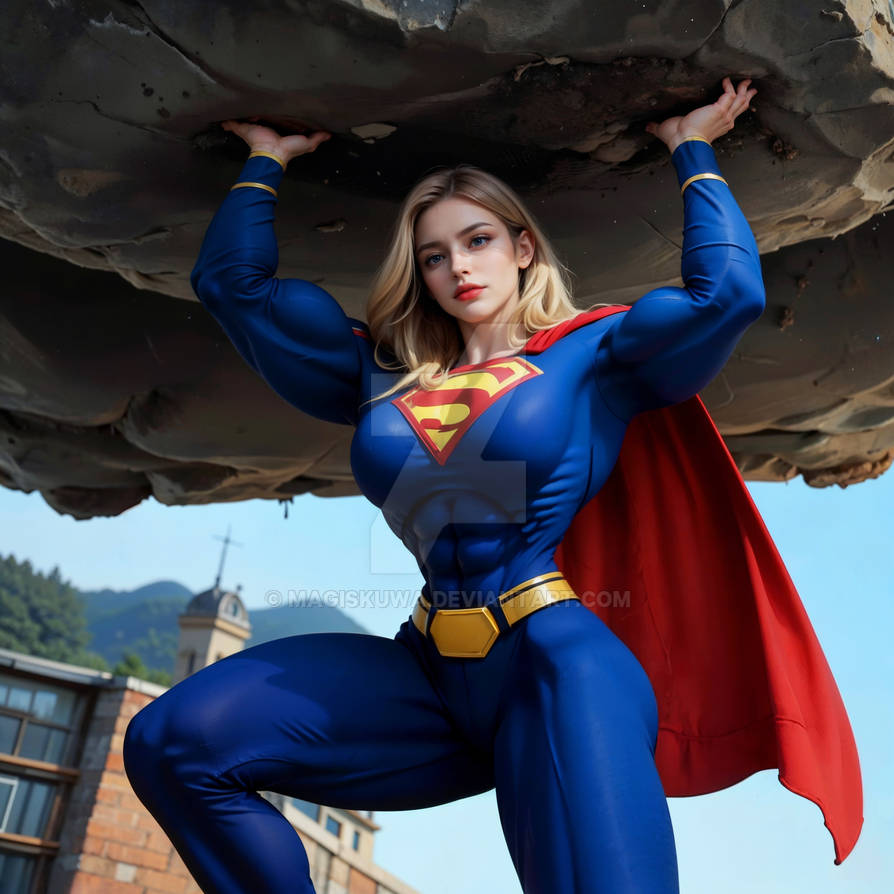 Supergirl Lifting A Huge Rock Like A Feather By Magiskuwa On Deviantart