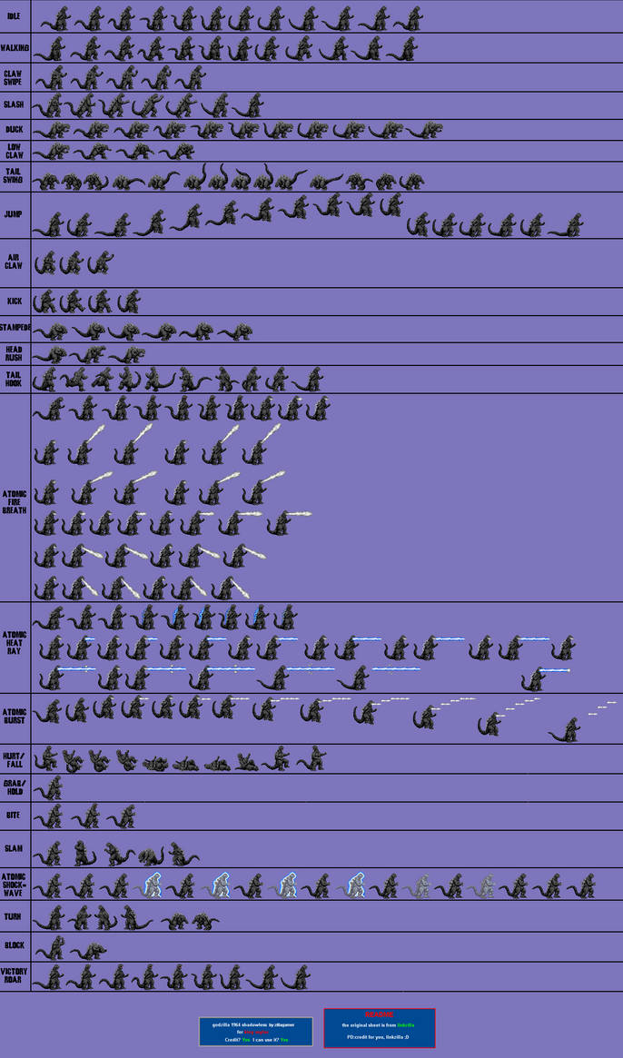 Godzilla '64 Sprite Sheet by KratosGoji91 on DeviantArt Godzilla '64 Sprite Sheet by KratosGoji91 on DeviantArt
