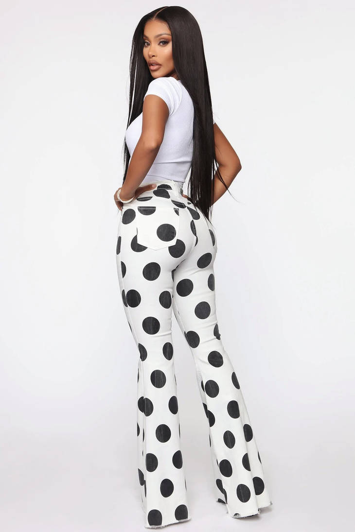 Yodit Yemanes Ass In Polka Dot Flared Jeans By Proneboneaficionado On