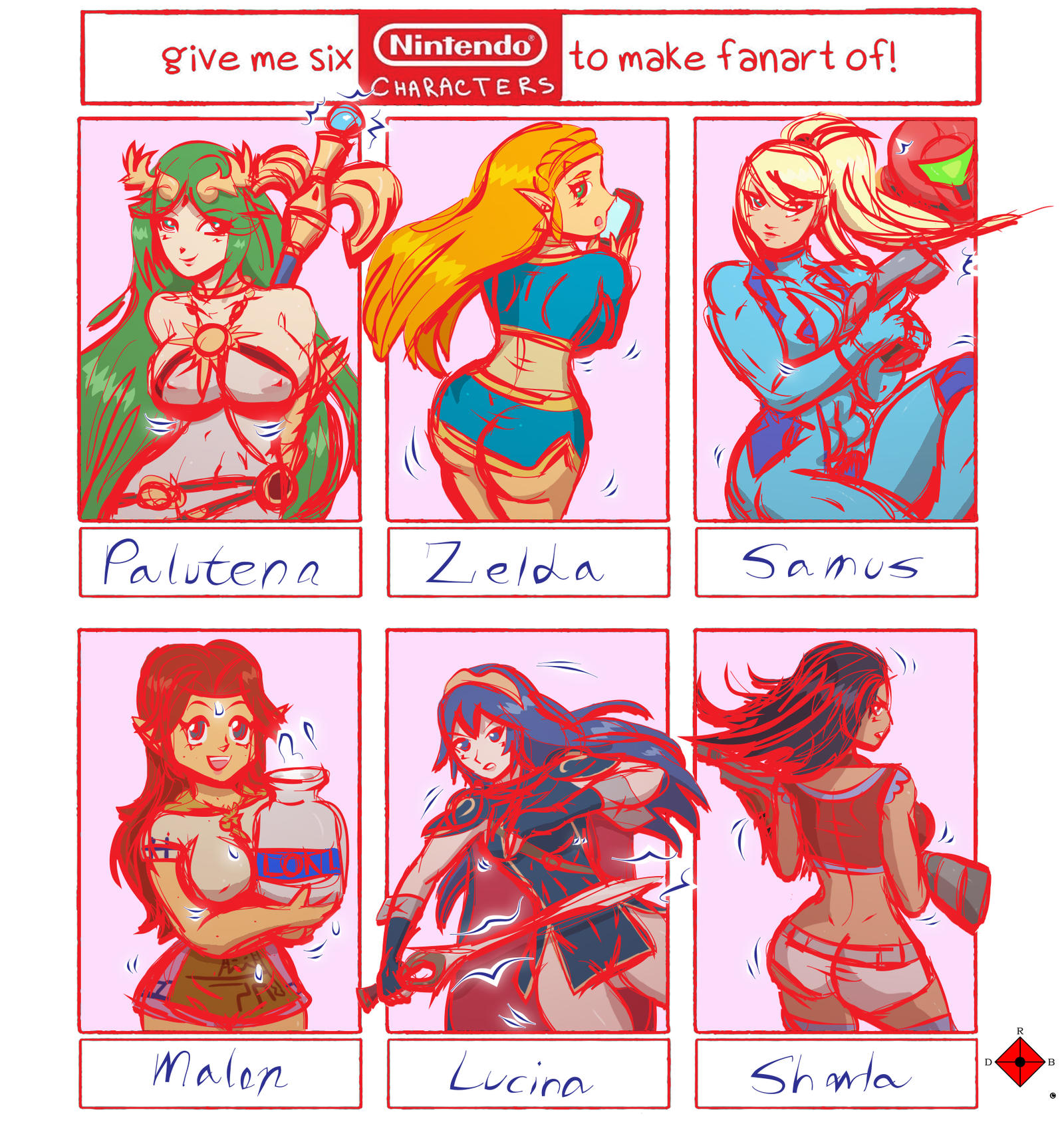 Six Nintendo Characters Challenge By 00gojiramon On Deviantart